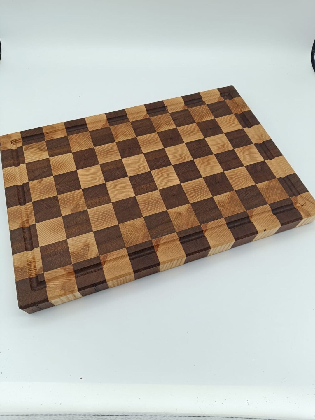 Checkered Cutting Board in Ash and Iroko - Etsy