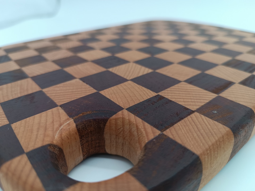 Checkered Chopping Board in Beech and Mahogany - Etsy