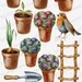 Gardening, Farmhouse Clipart. Watercolor Hand-painted Images ...