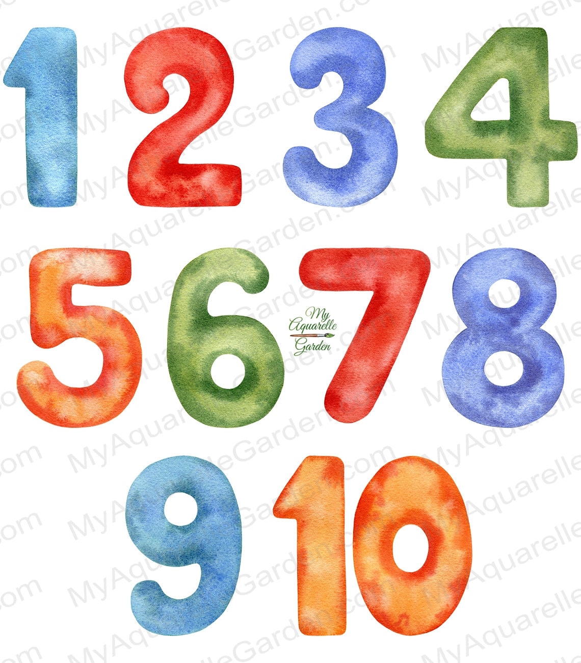 Numbers Watercolor Printable Educational Poster Numbers Print Kids Room ...