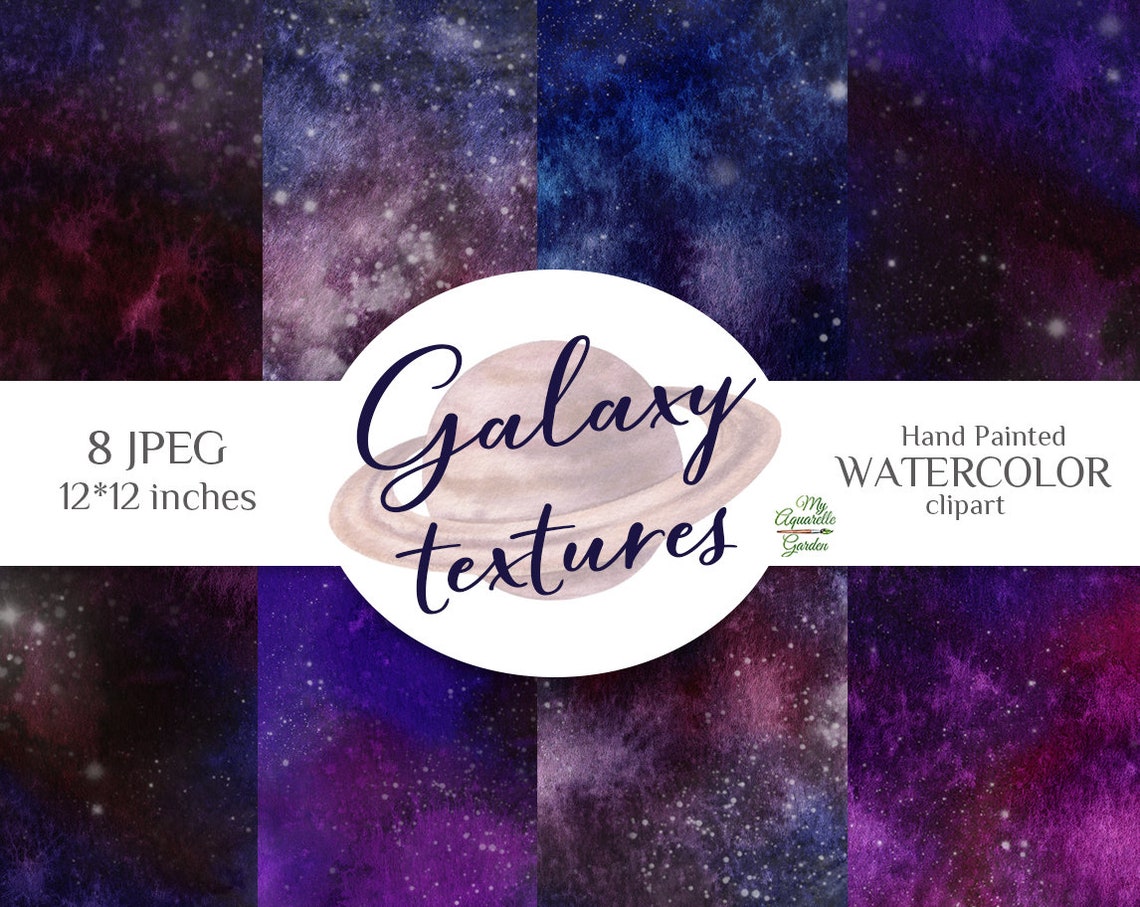Outer Space Textures Watercolor Hand-painted Clipart Wall Art Nursery ...