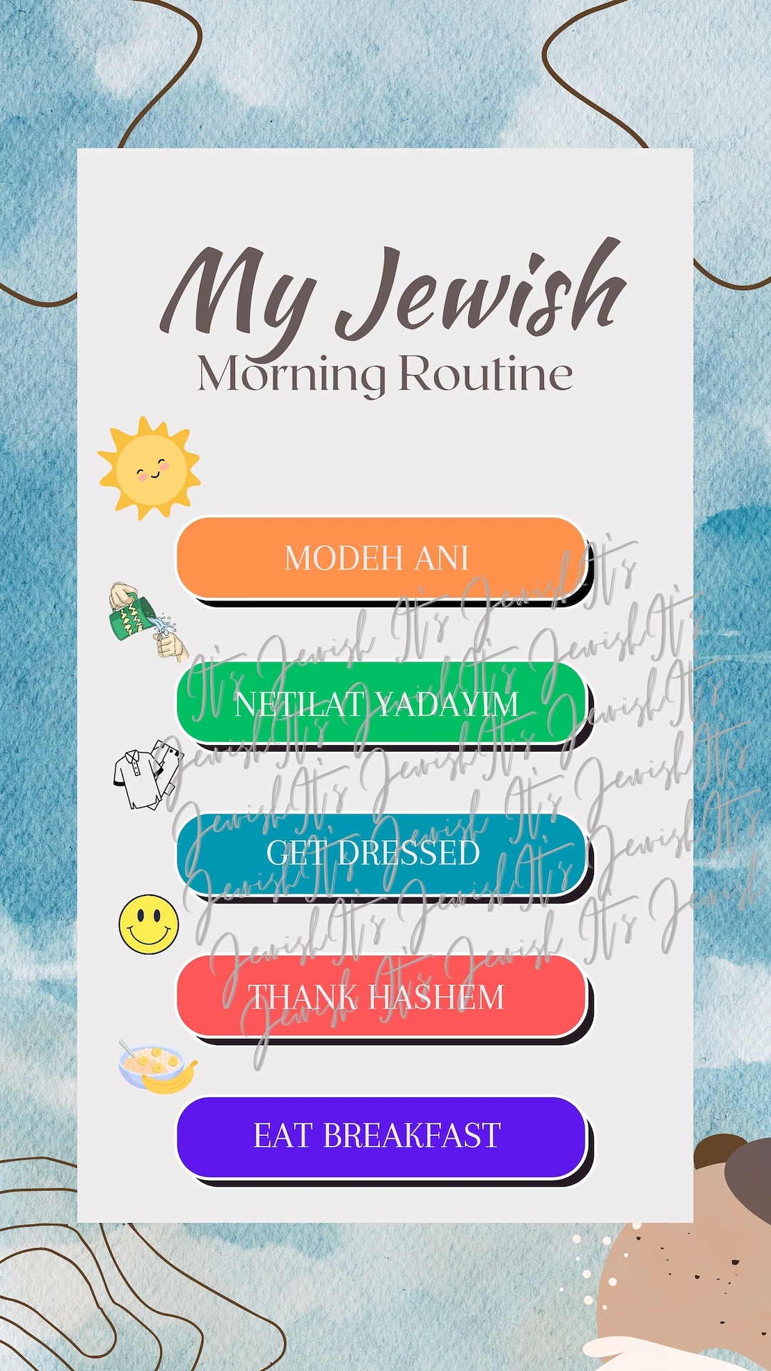 Kids Jewish Morning Routine Poster - Etsy
