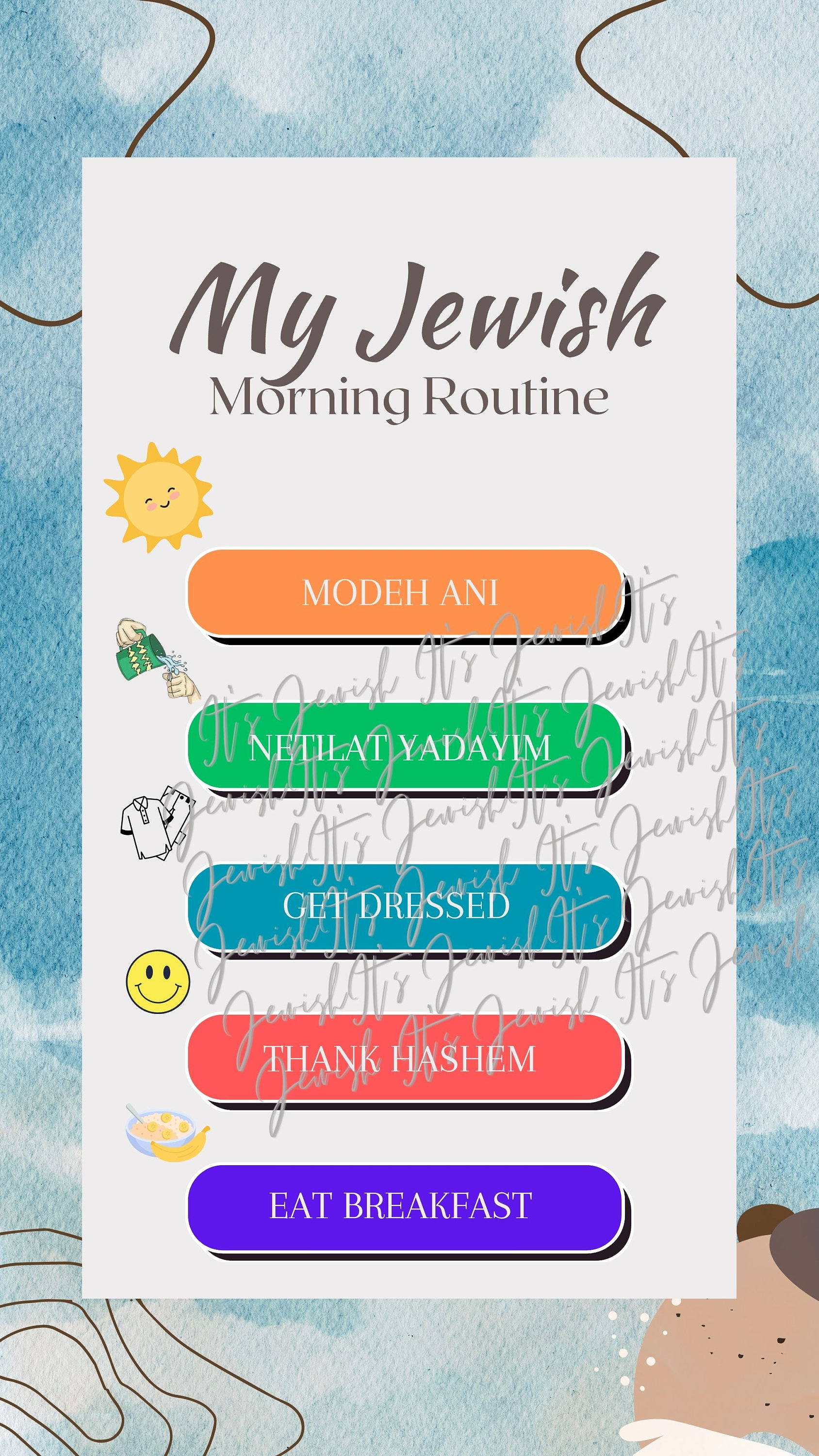 Kids Jewish Morning Routine Poster - Etsy