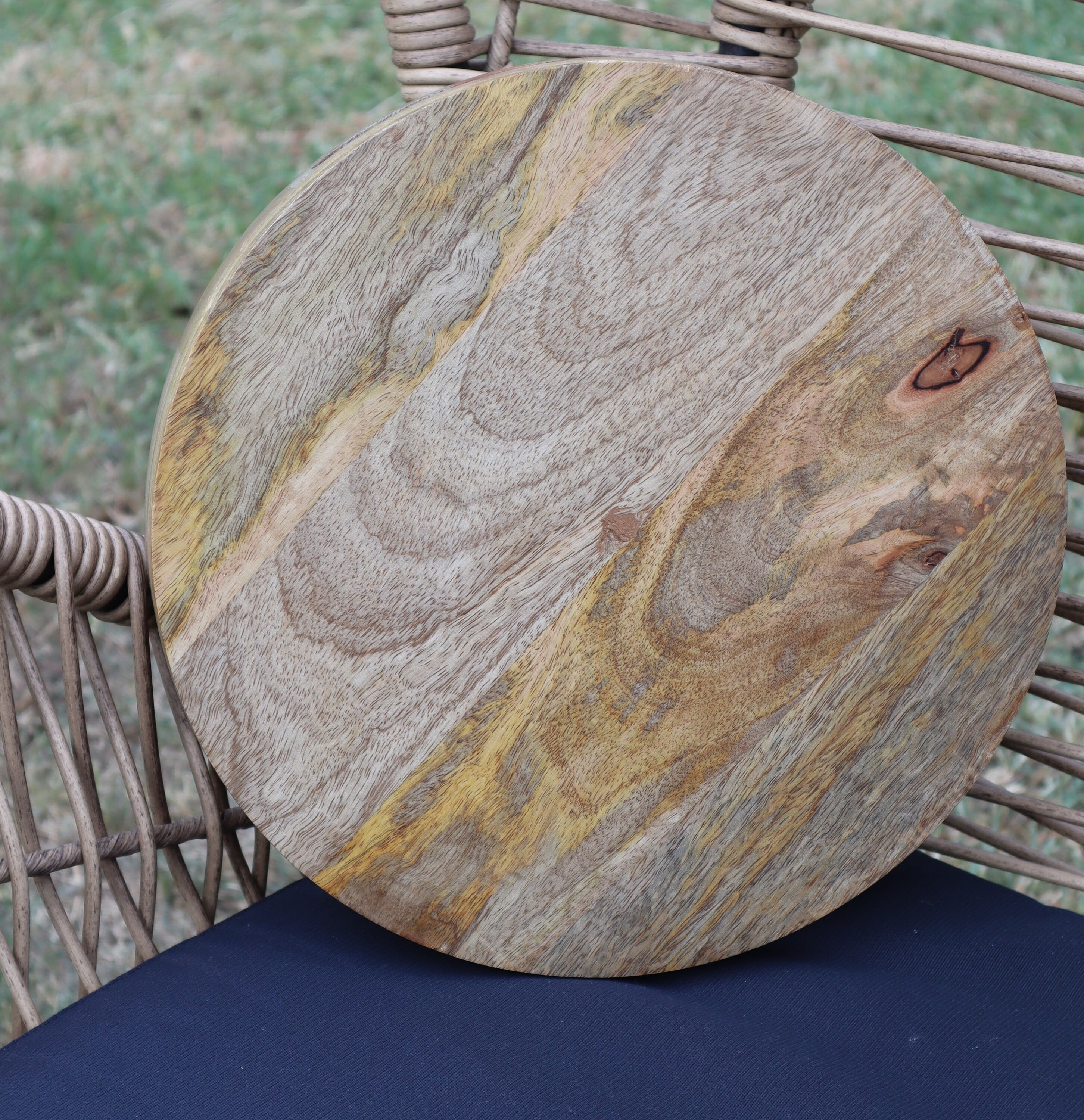 Round Coffee Table Tray With Monstera Leaves Background, Wood Enamel ...
