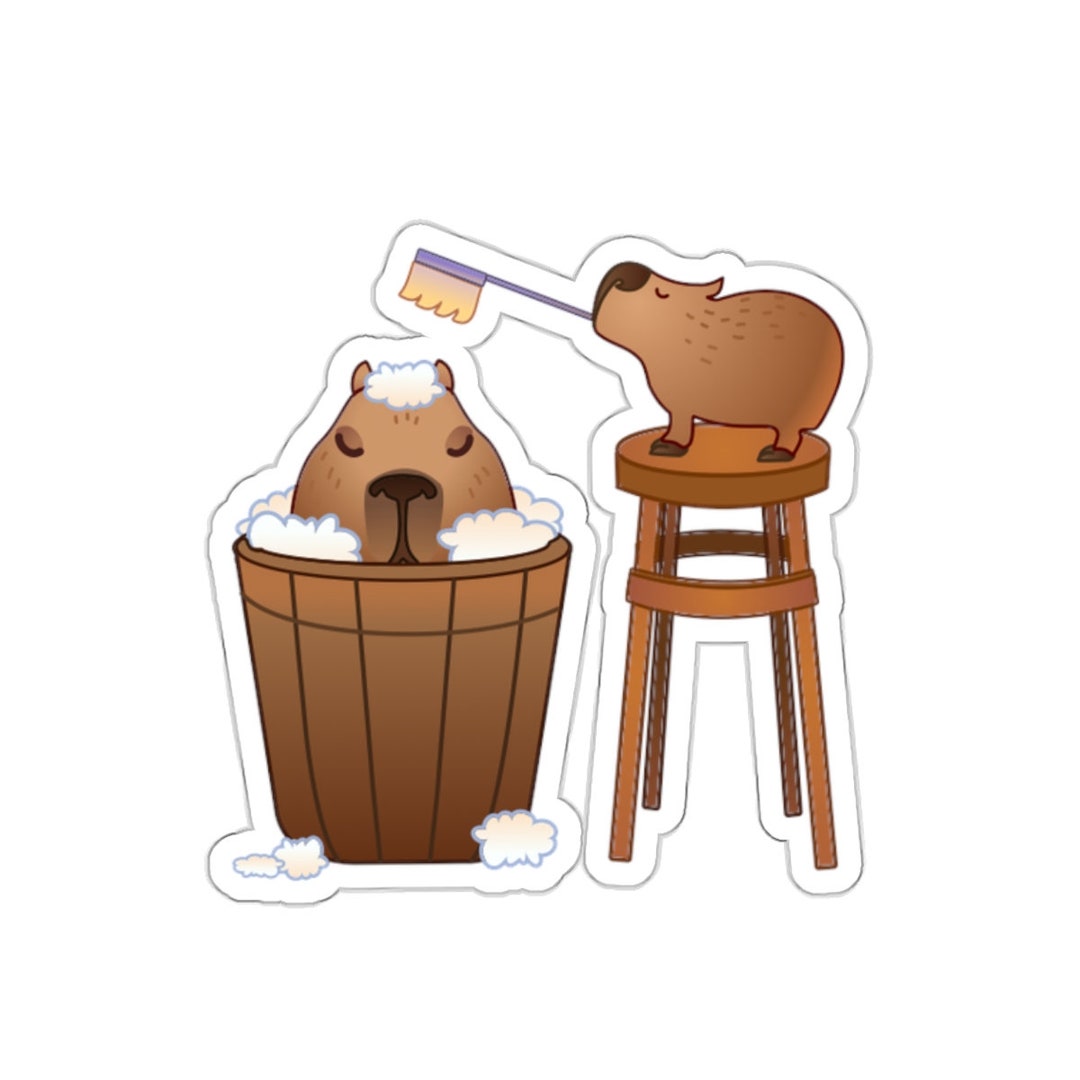 Capybara Bathing Capybara Kiss-cut Stickers - Etsy