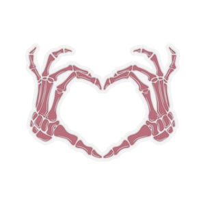 Skull & Bones Heart Sign Sticker Skeleton Heart Hands Sticker Water ...