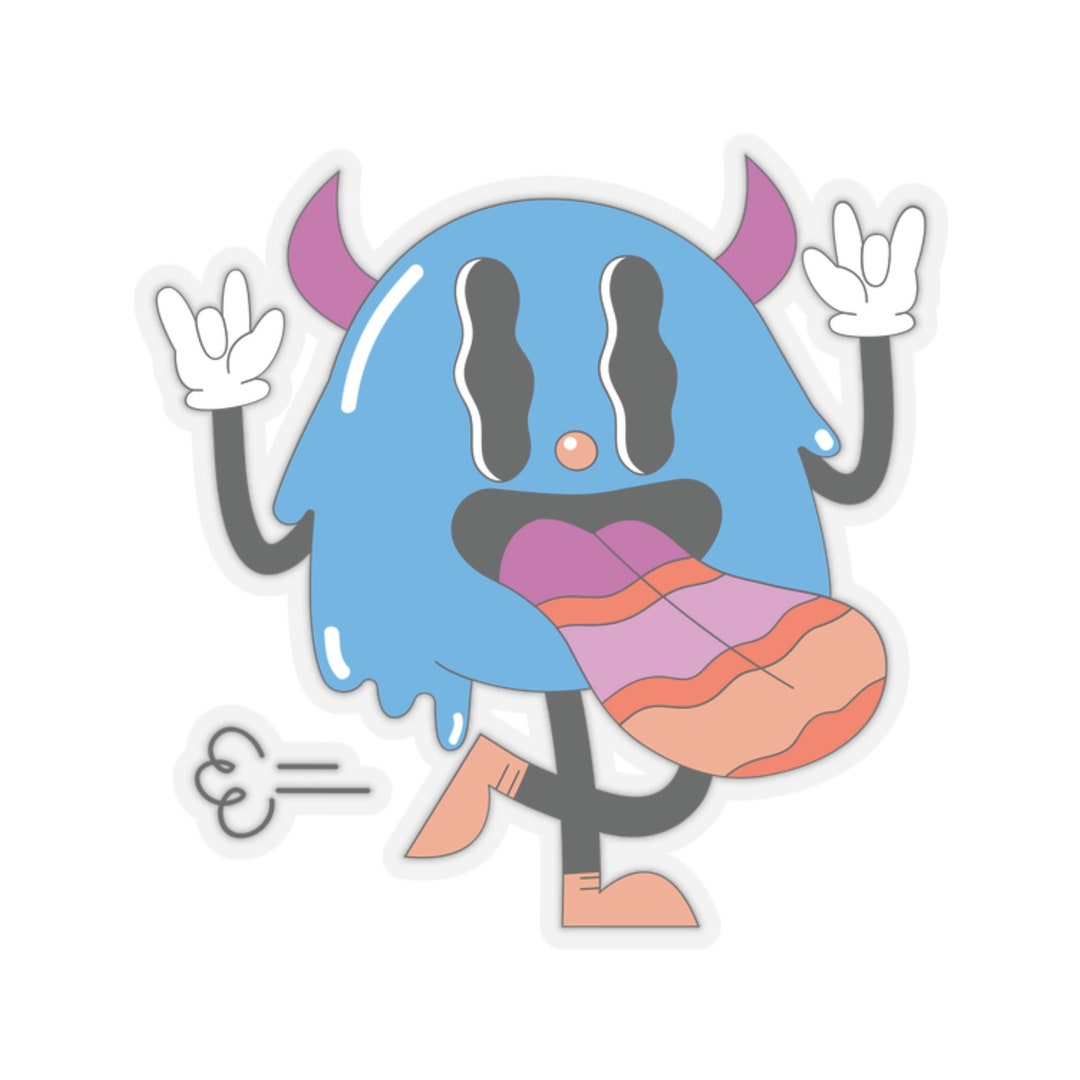 Happy Trippy Demon Sticker| Retro High Blue Demon Sticker| Laptop ...