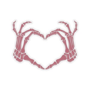 Skull & Bones Heart Sign Sticker Skeleton Heart Hands Sticker Water ...