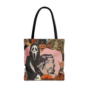 Movie Theater Night Tote Bag Spooky Halloween Movie Bags Scream Tote ...