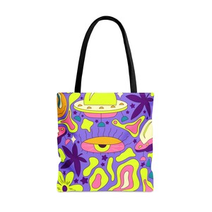 Colorful Psychedelic Tote Bag Cute and Funky Tote Trippy Imaginarium ...