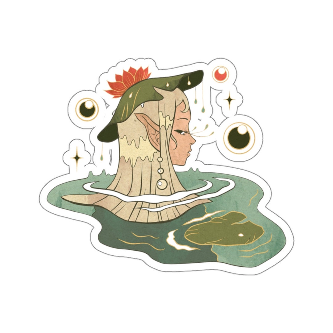 Enchanting Aquatic Sprite Water Bottle Decal Graceful Nymph Waterside ...