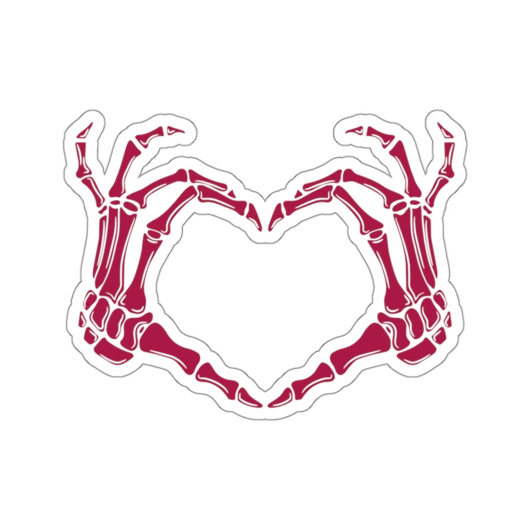 Skull & Bones Heart Sign Sticker Skeleton Heart Hands Sticker Water ...
