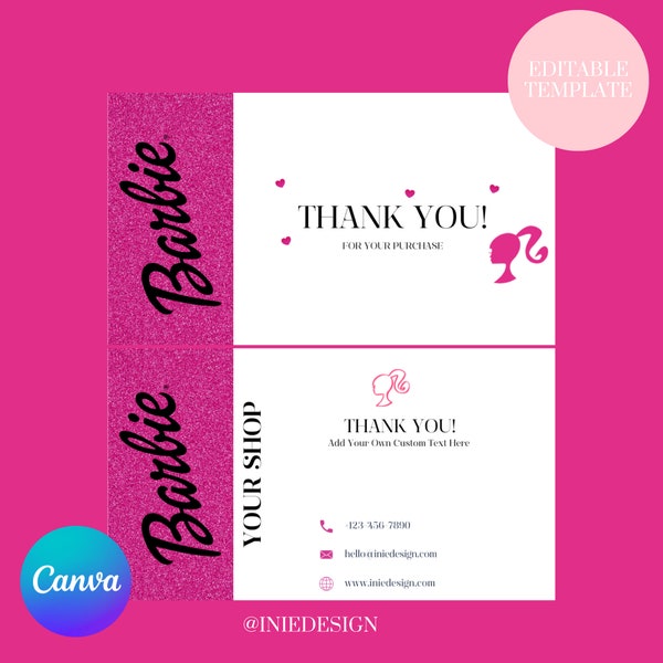 Barbie Template Thank You - Etsy