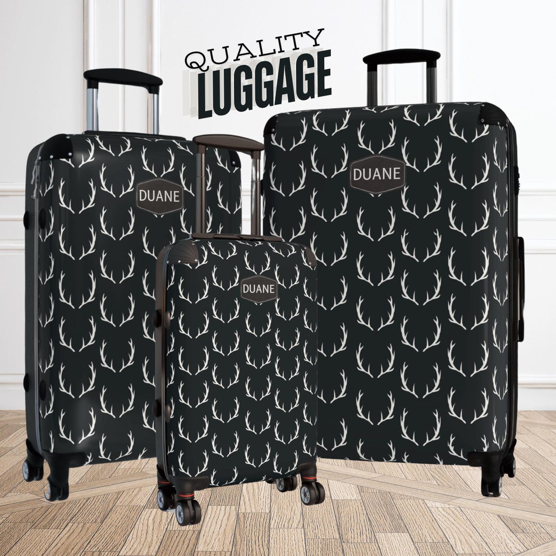 Custom Deer Antler Suitcase for Men Personalized Suitcase for Deer ...