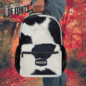 Cow Print Backpack With Name for Her Back to School Shoulder Bag ...