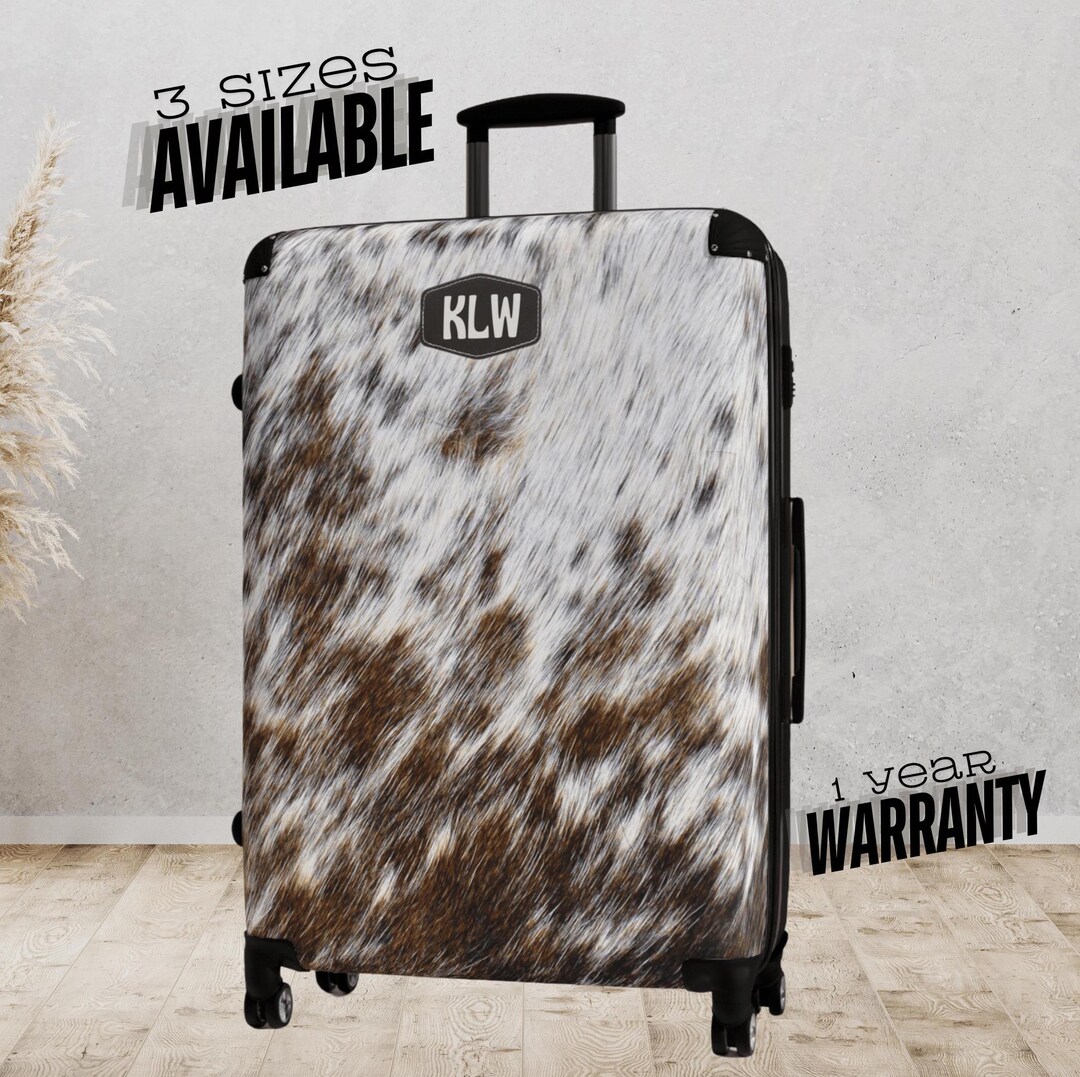 Cow Hide Print Luggage Set for Women Custom Suitcase Personalized Gift ...