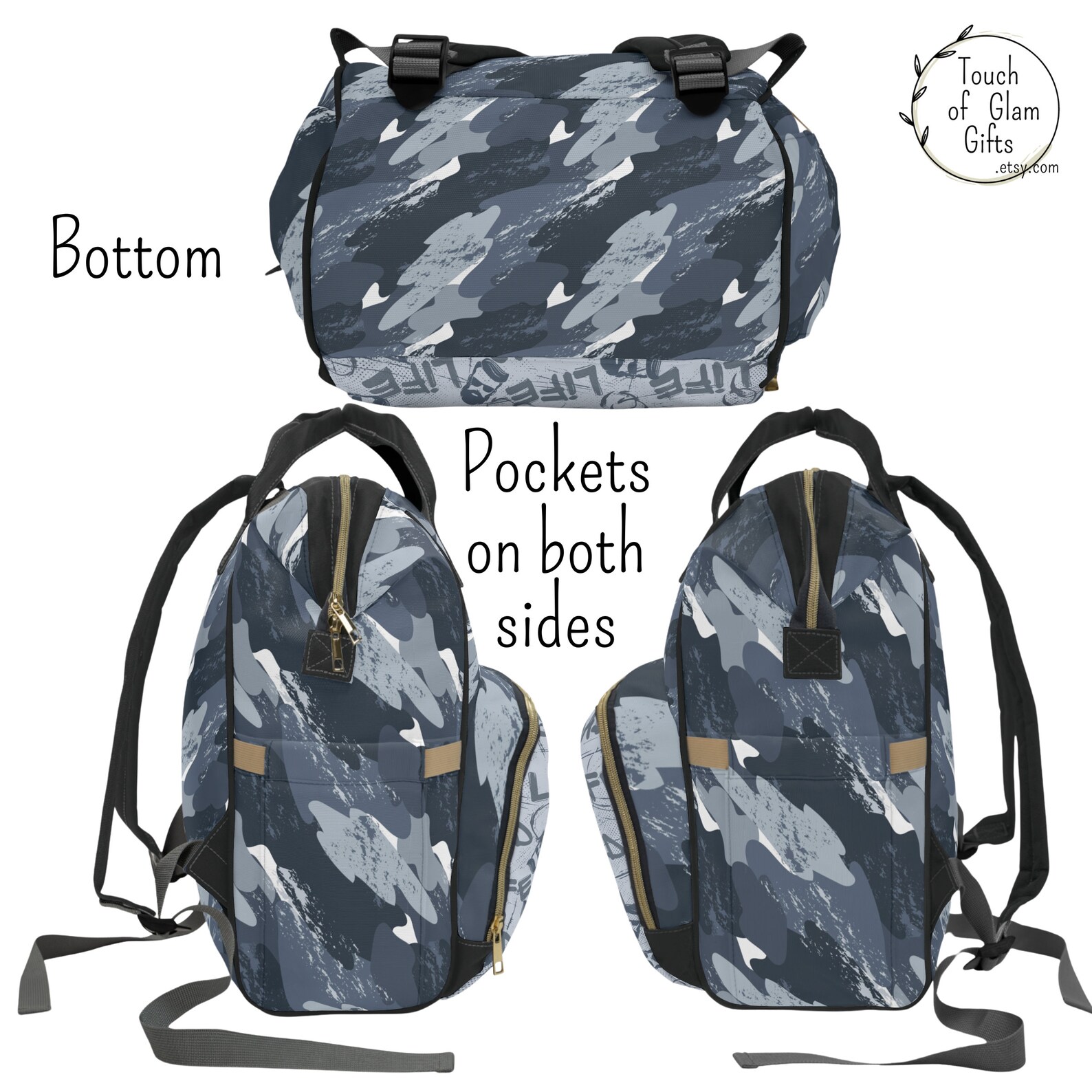 Diaper Bag for Dad, Blue Camo Backpack for Dads, Mens Baby Bag, Diaper ...