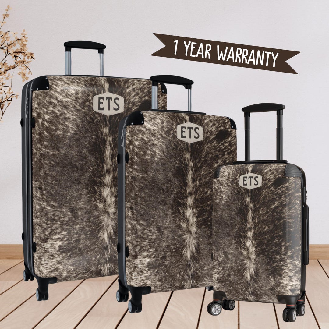Cowhide Print Luggage Western Suitcase for Cowgirl Airplane ...