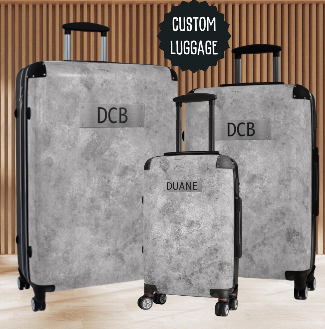 Monogram Suitcase for Business Travel Custom Grey Luggage Set for Men ...