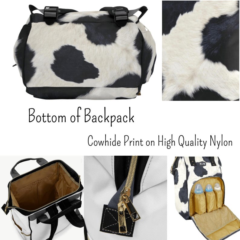 Personalized Diaper Bag Girl Cow Backpack for Moms Cowhide Toddler Backpack Western Travel ...