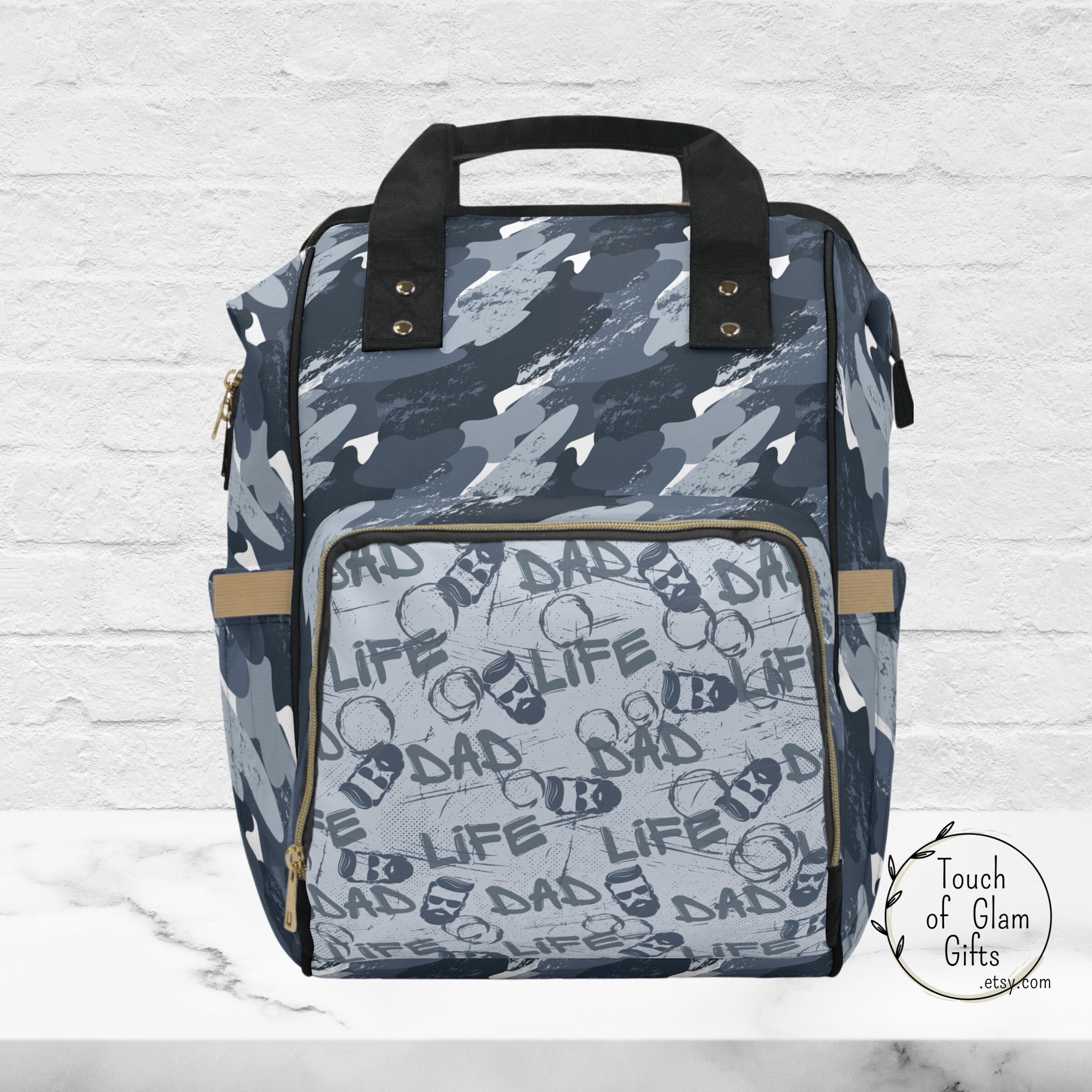 Diaper Bag for Dad, Blue Camo Backpack for Dads, Mens Baby Bag, Diaper ...