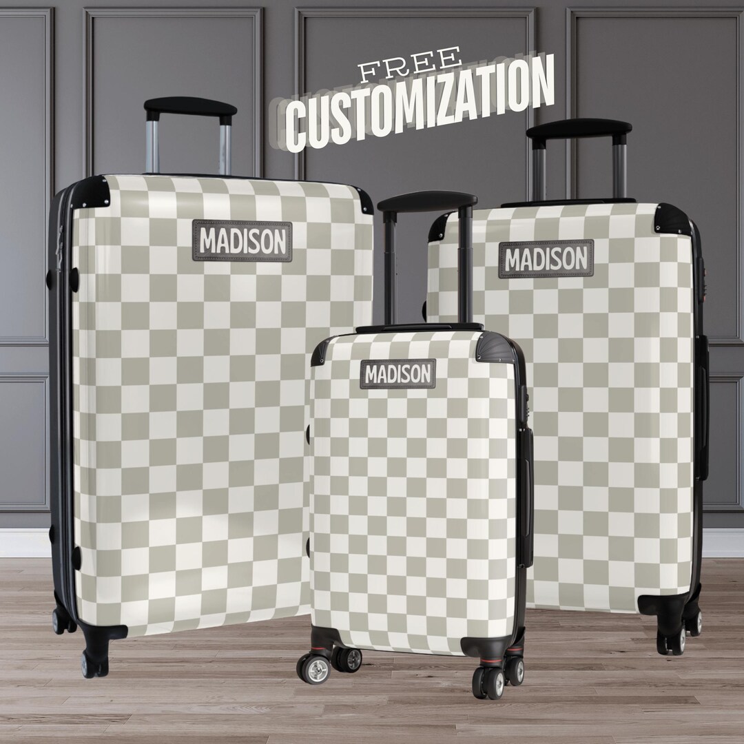 Checkered Luggage Set Cute Travel Bags for Her Checkerboard Carryon Bag ...