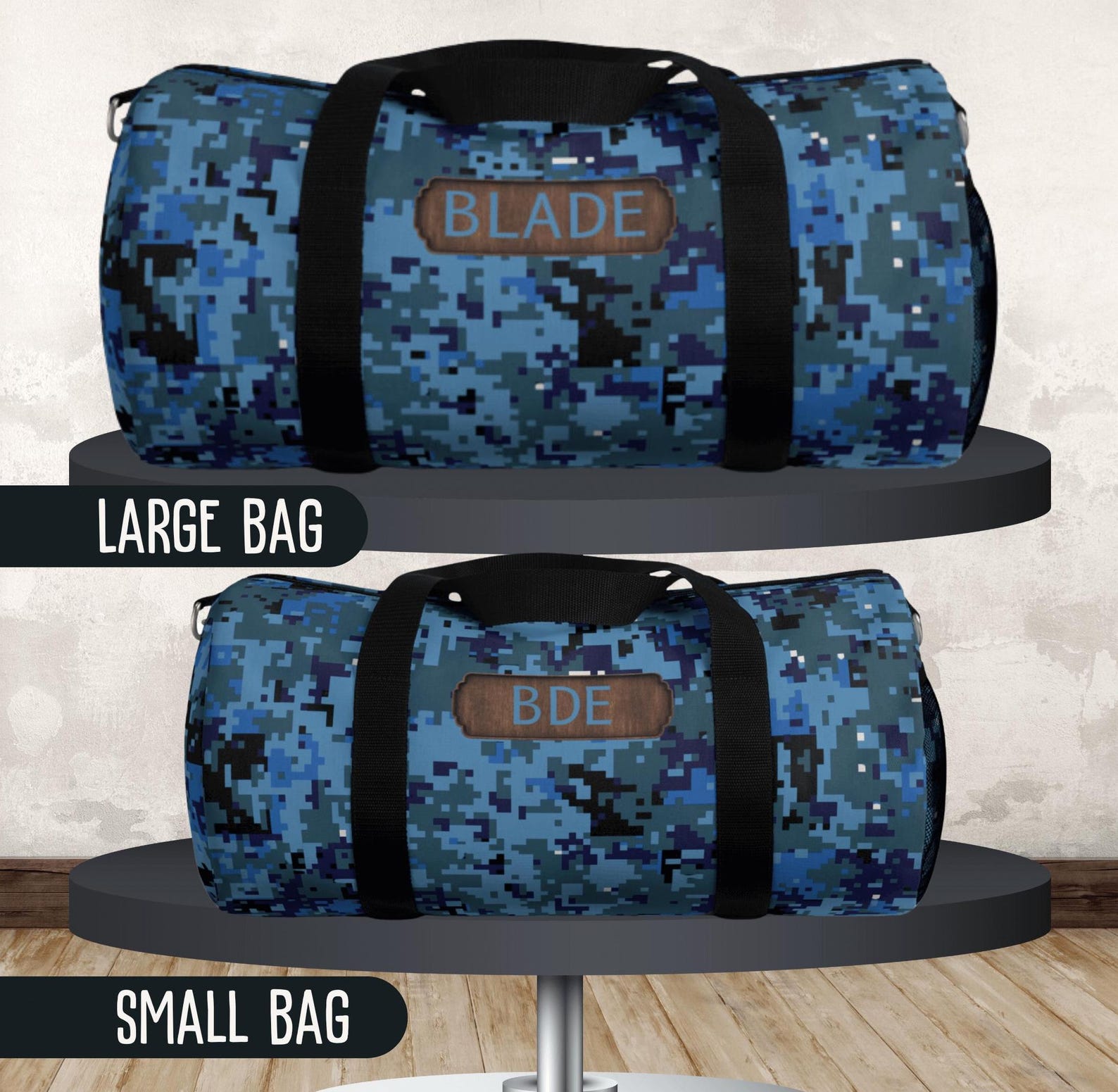 Blue Digital Camo Duffel Bag for Men Personalized Camouflage Gym Bag ...