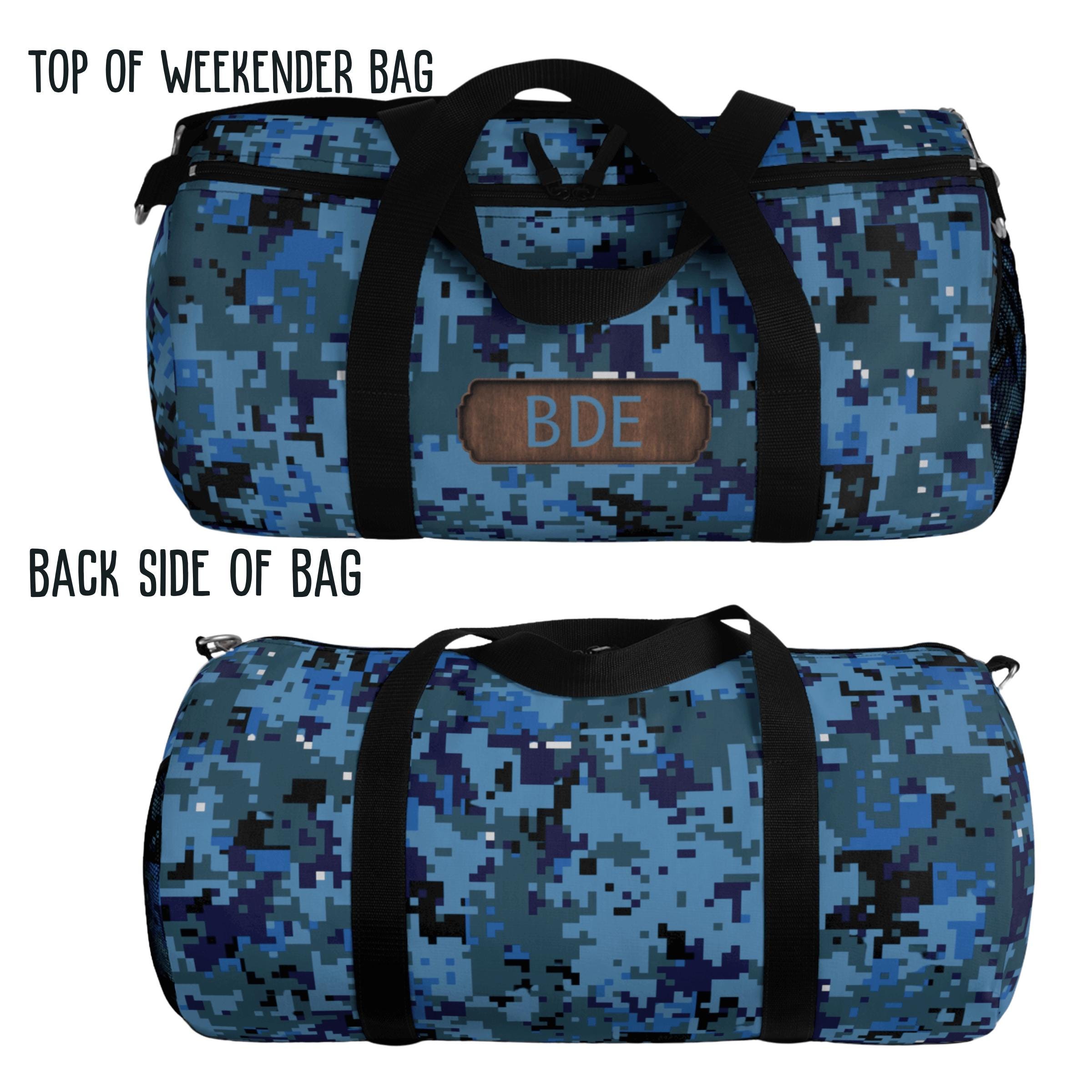 Blue Digital Camo Duffel Bag for Men Personalized Camouflage Gym Bag ...