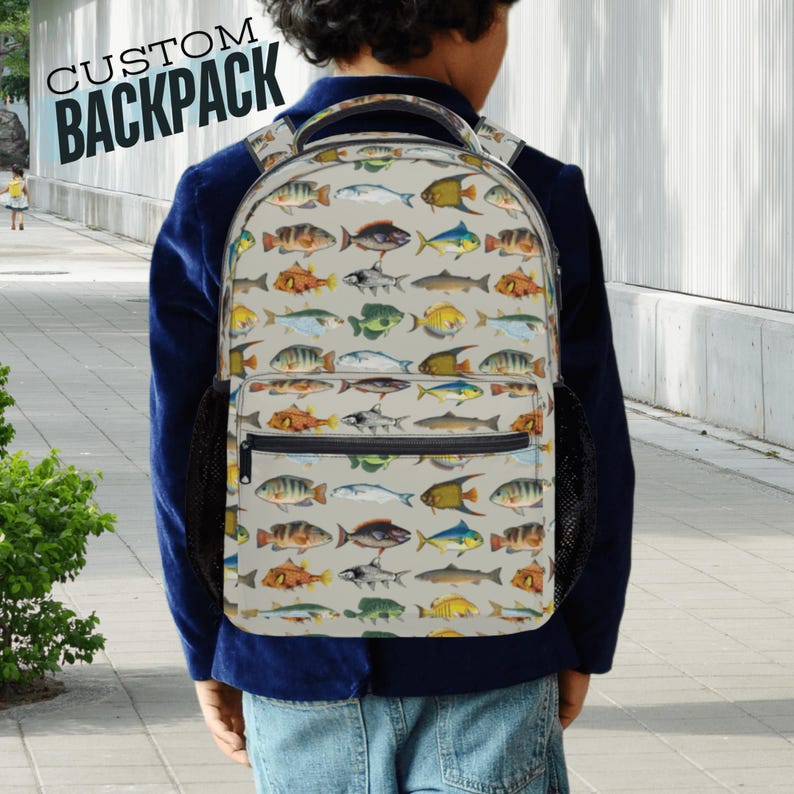Fish Backpack for Boys Men Colorful Fishing School Bag Personalized ...