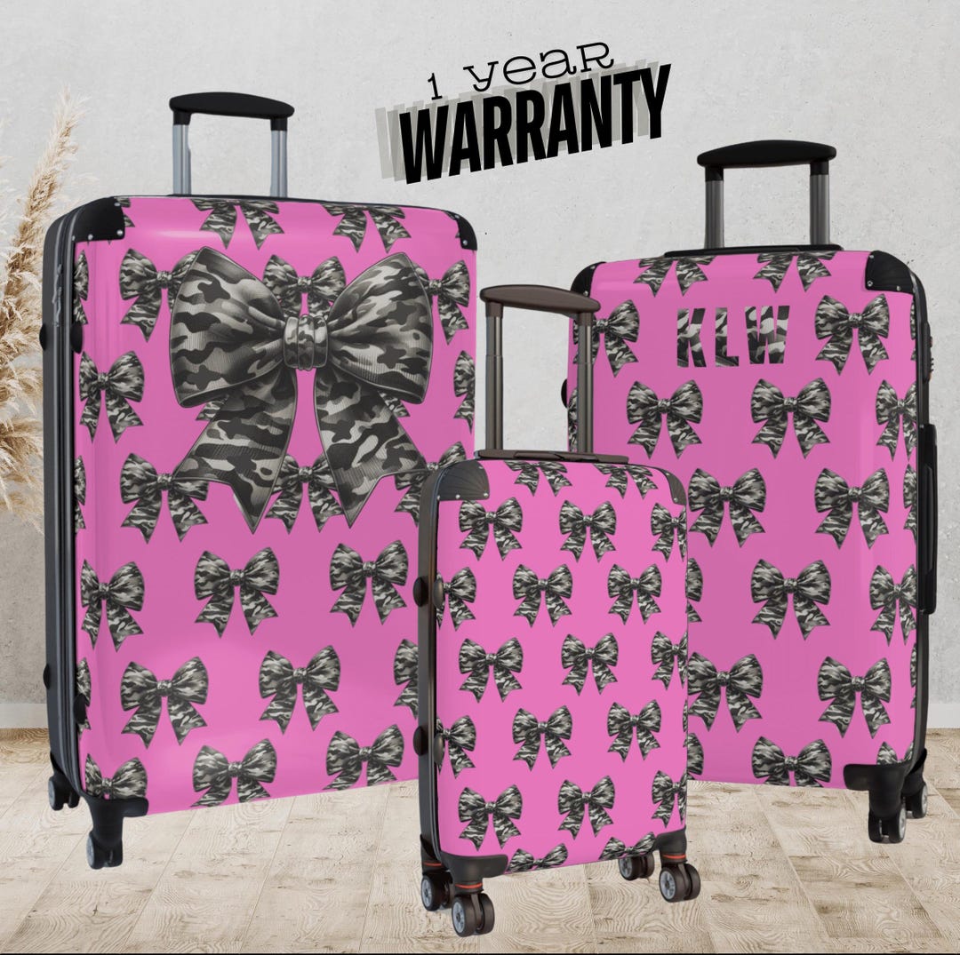 Pink Camouflage Luggage Set Rolling Carry on Luggage Pink Camo Spinner ...