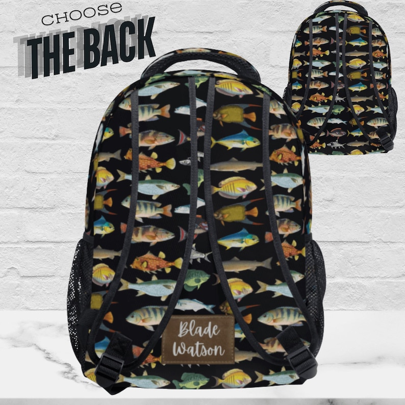 Fish Backpack for Boys Men Colorful Fishing School Bag Personalized ...
