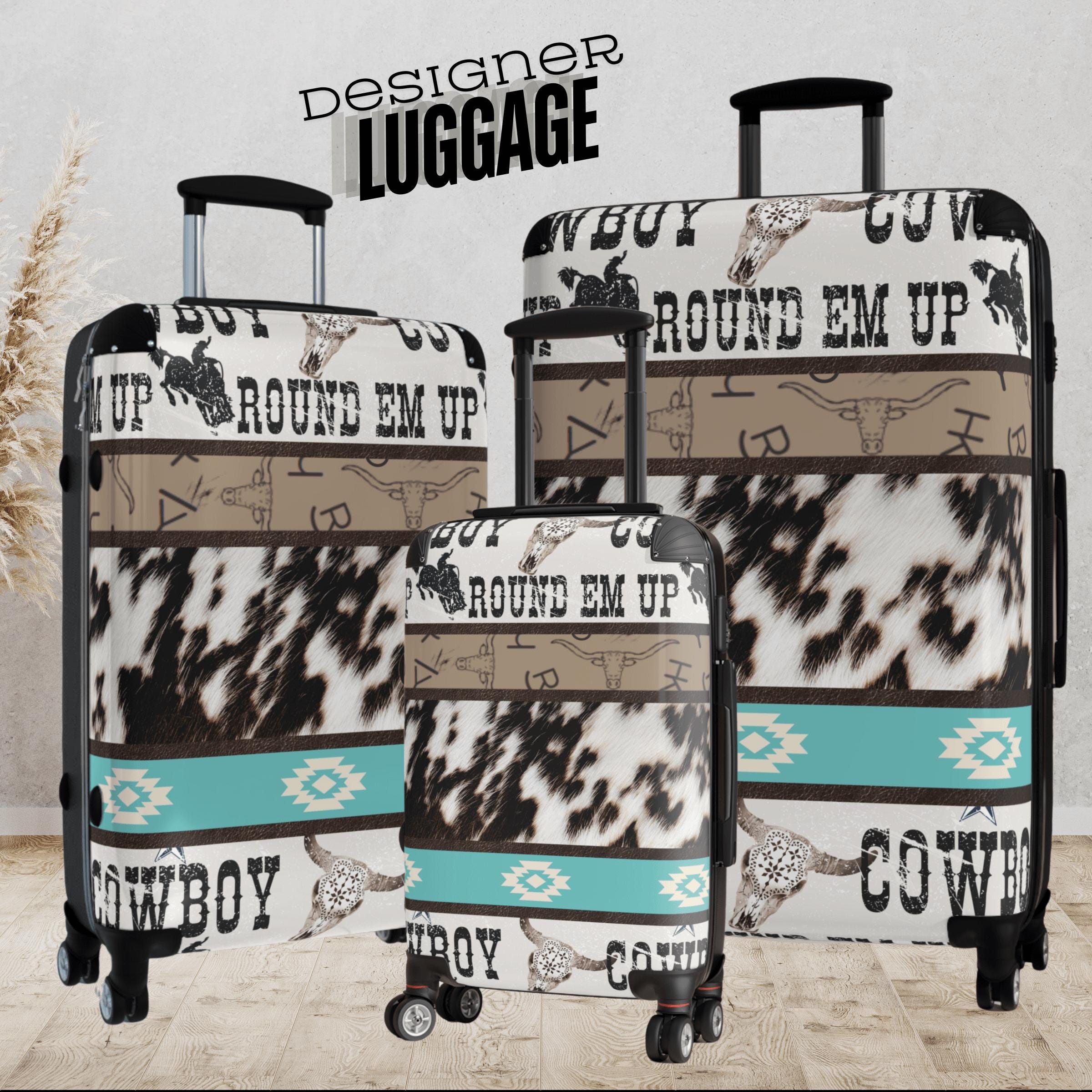 Cowhide Luggage Set Cowgirl Spinner Suitcase Travel Gift for Women ...