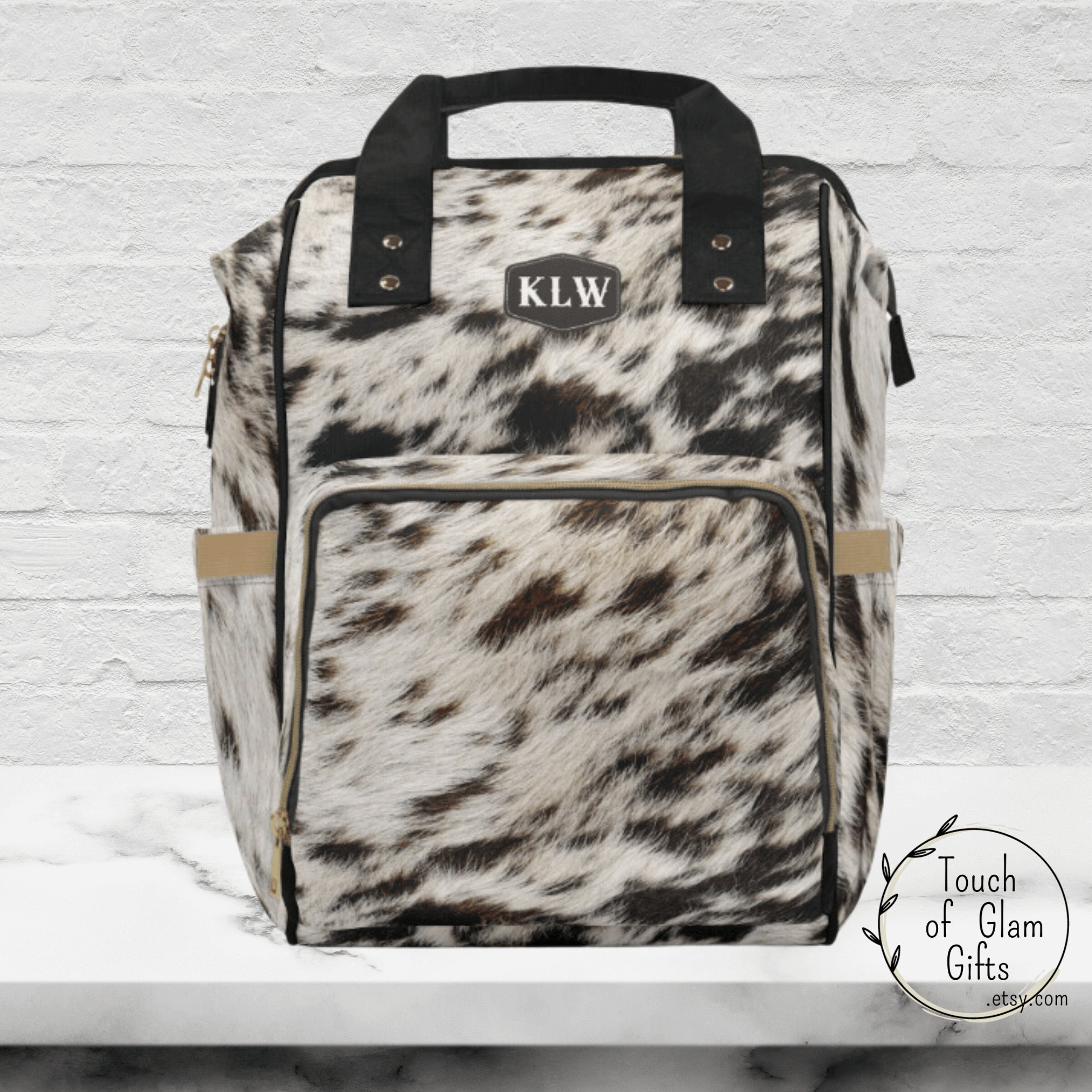 Western Cow Print Backpack / Personalized Baby Shower Gift for New Mom ...