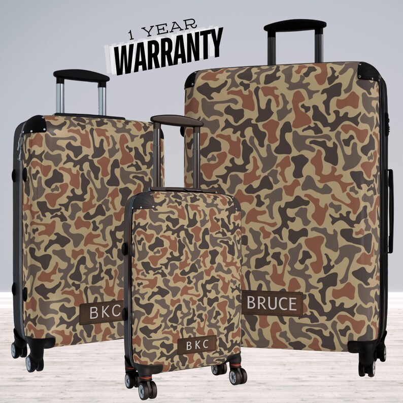 Mens Camo Luggage Set Personalized Tan Brown Duck Camouflage Suitcase ...