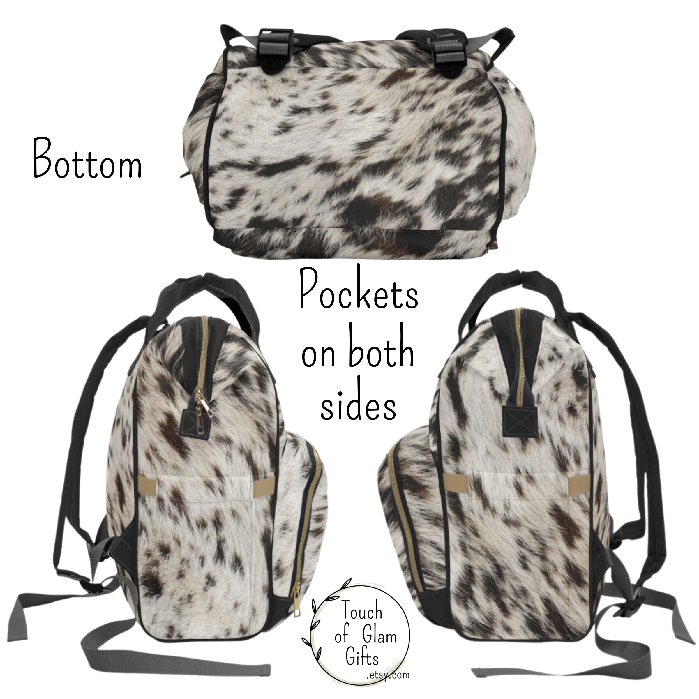 Western Cow Print Backpack / Personalized Baby Shower Gift for New Mom ...