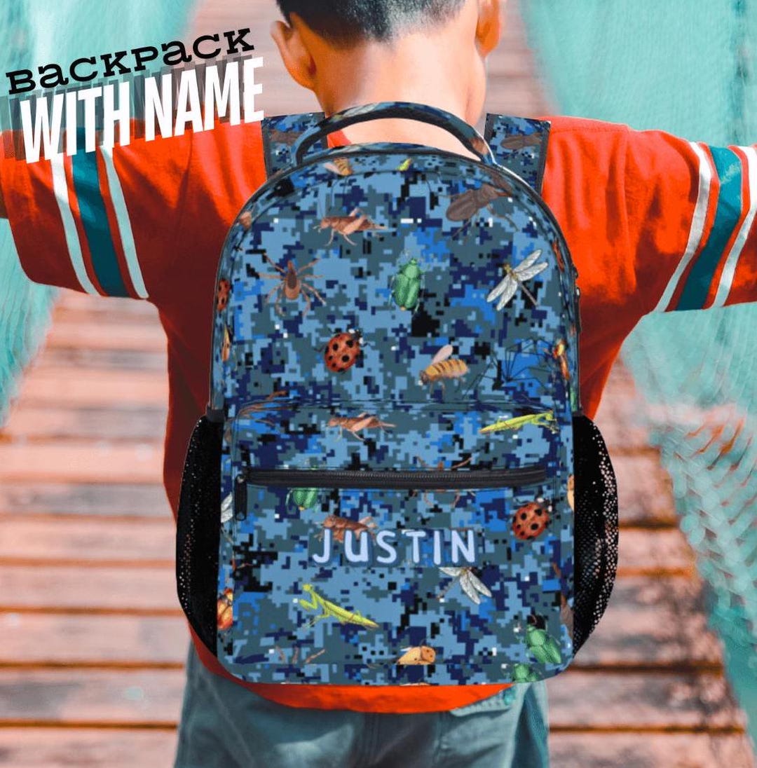 Blue Camo Bugs Backpack for Boys Digital Camouflage School Bag ...