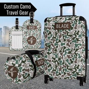 Personalized Camo Luggage Set for Men Camouflage Carry on Bag Gift Idea ...
