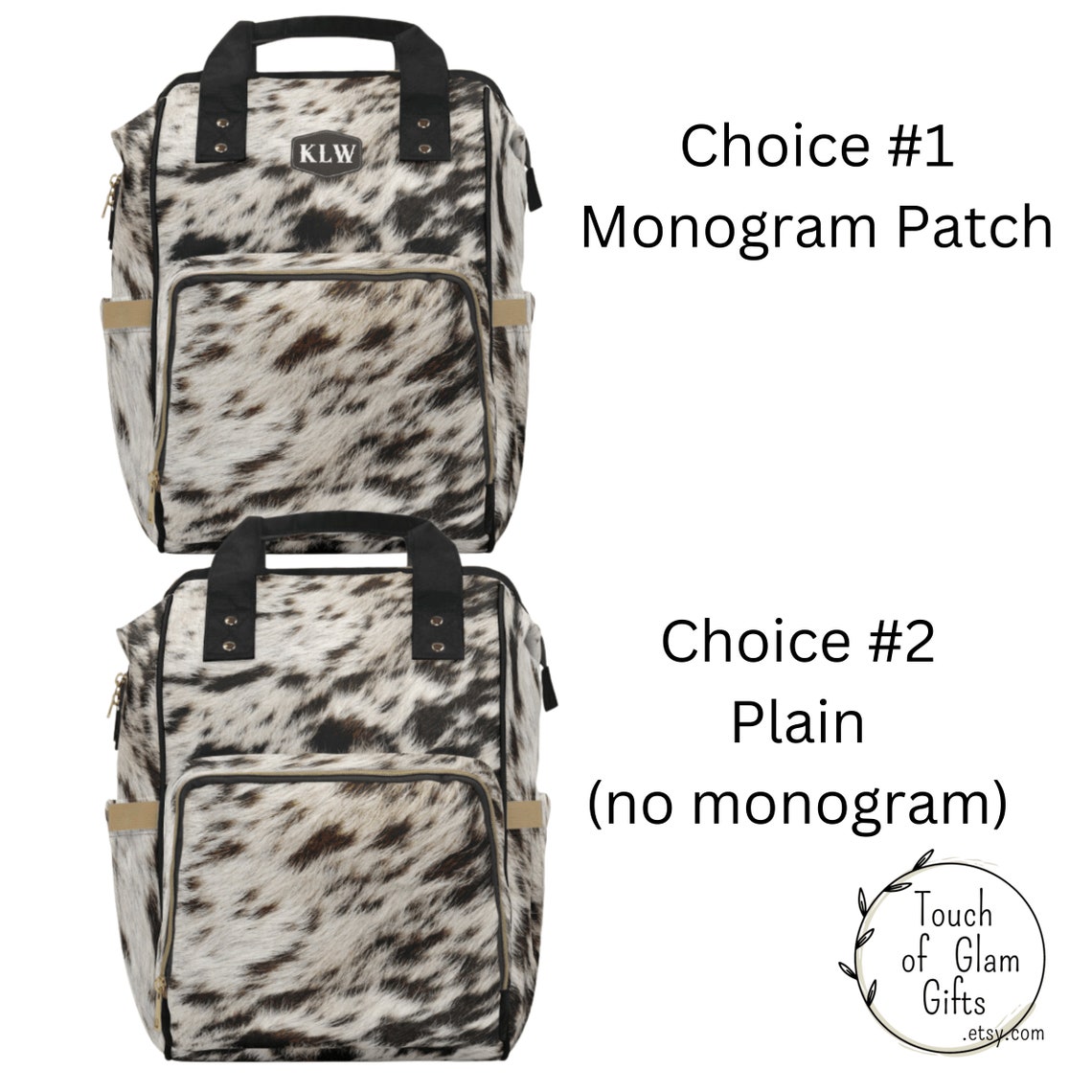 Western Cow Print Backpack / Personalized Baby Shower Gift for New Mom ...