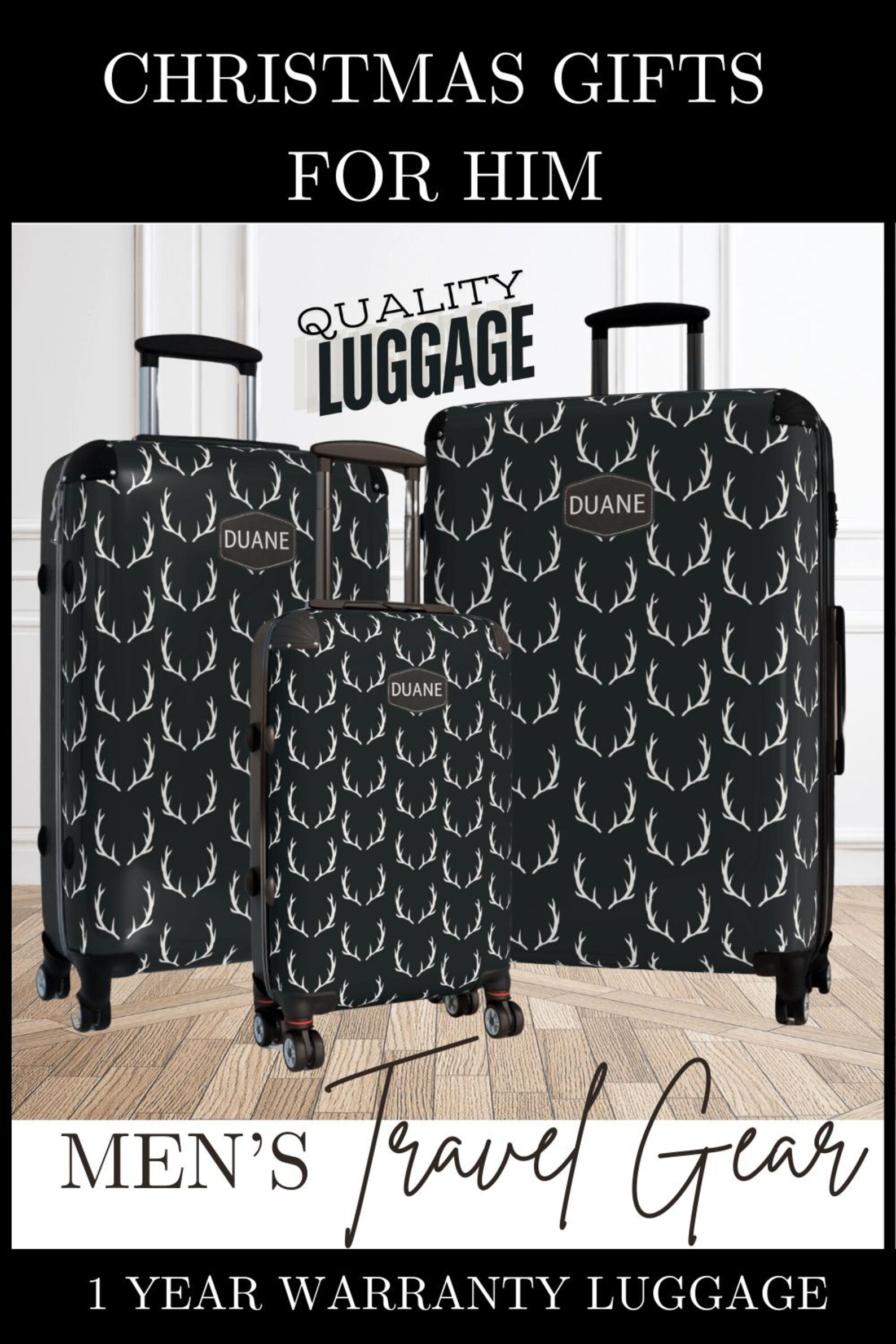 Custom Deer Antler Suitcase for Men Personalized Suitcase for Deer ...