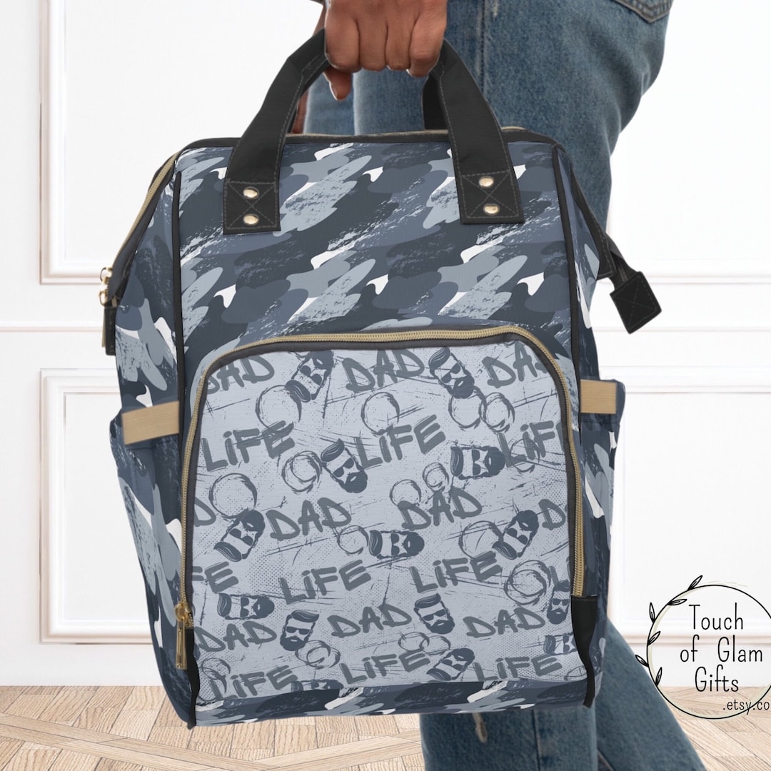 Diaper Bag for Dad, Blue Camo Backpack for Dads, Mens Baby Bag, Diaper ...