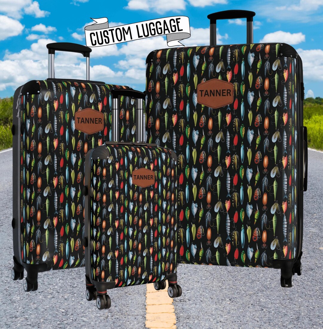 Suitcase With Fish Design Personalized Rolling Luggage for Boys Fishing ...