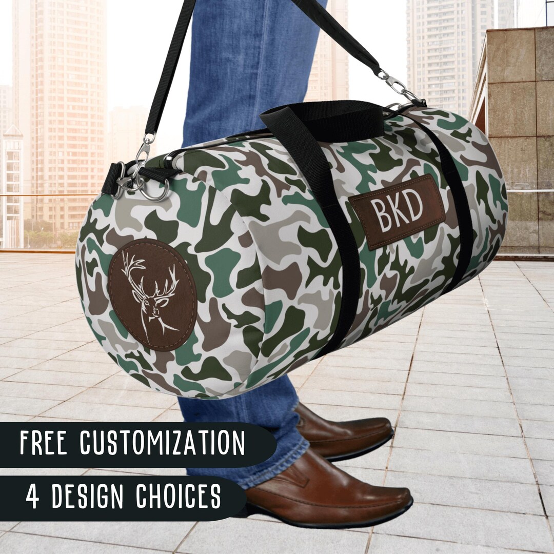 Mens Camouflage Duffel Bag Personalized Weekender Bag for Hunter Custom ...