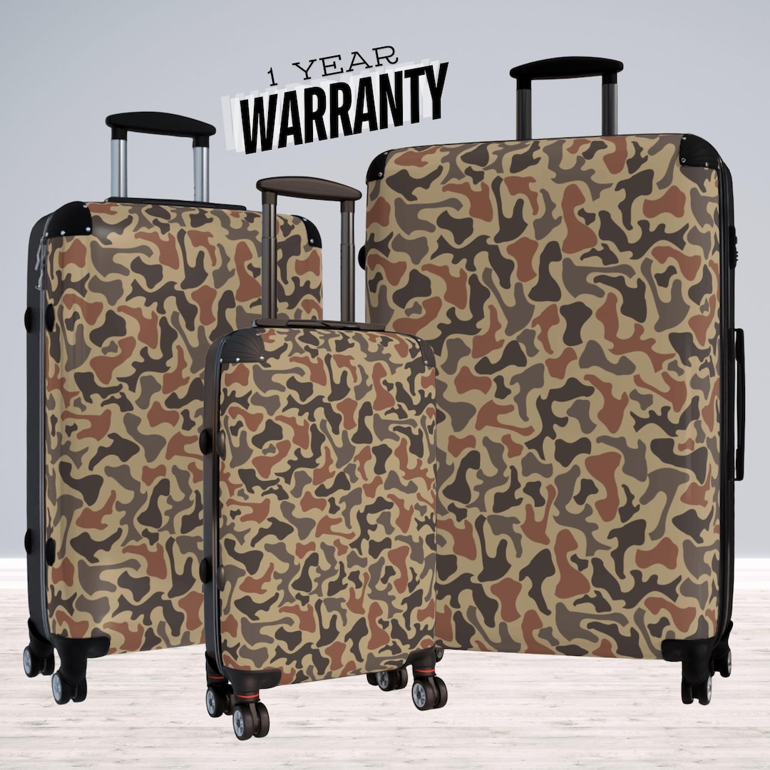 Mens Camo Luggage Set Personalized Tan Brown Duck Camouflage Suitcase ...