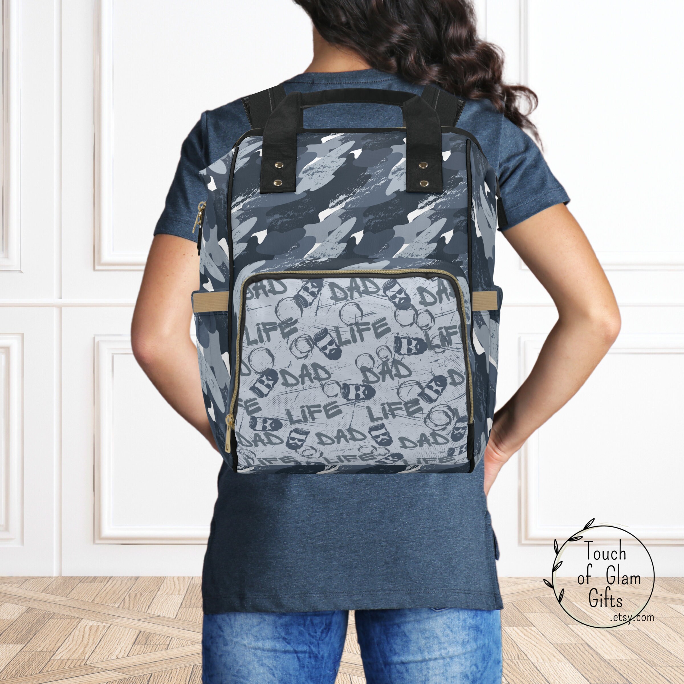 Diaper Bag for Dad, Blue Camo Backpack for Dads, Mens Baby Bag, Diaper ...