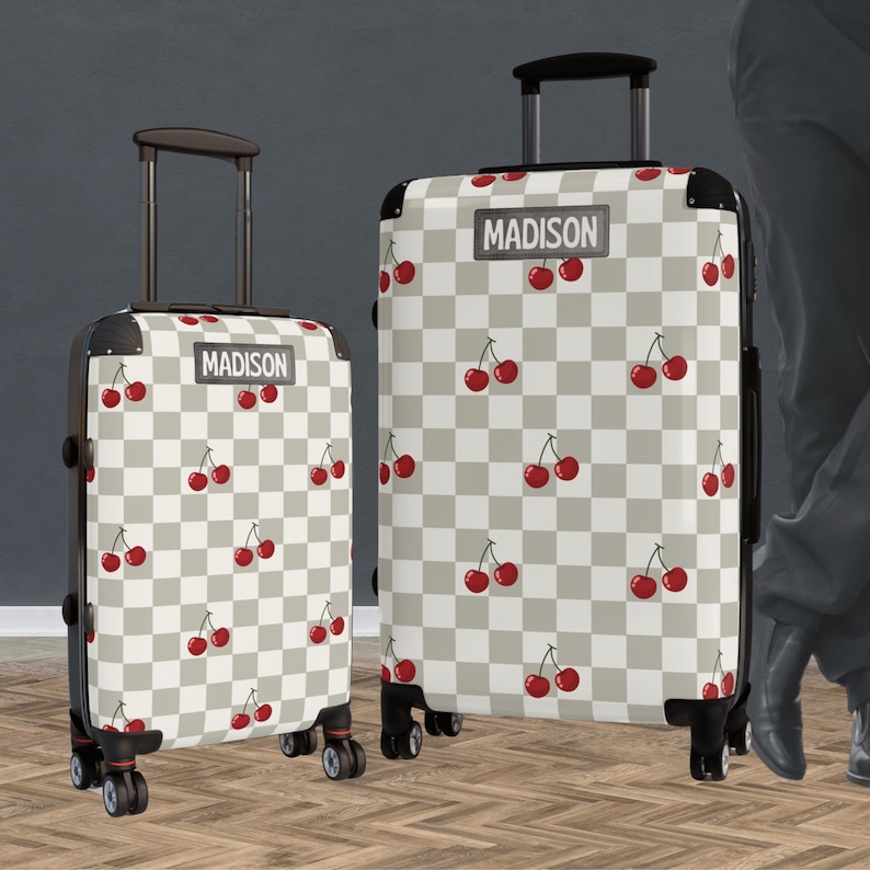 Checkerboard Cherries Luggage Set Trendy Travel Carry on Bag for Her ...