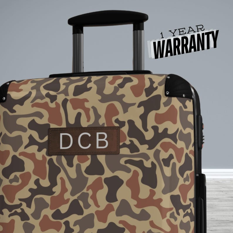Mens Camo Luggage Set Personalized Tan Brown Duck Camouflage Suitcase ...