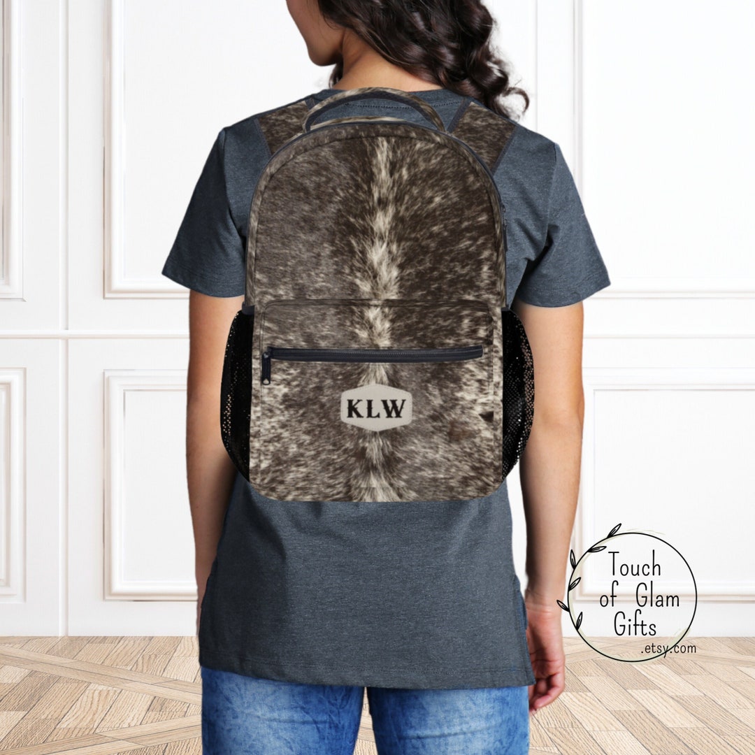 Custom Cowhide Backpack, Large Cow Print Backpack, Western Travel Bag ...