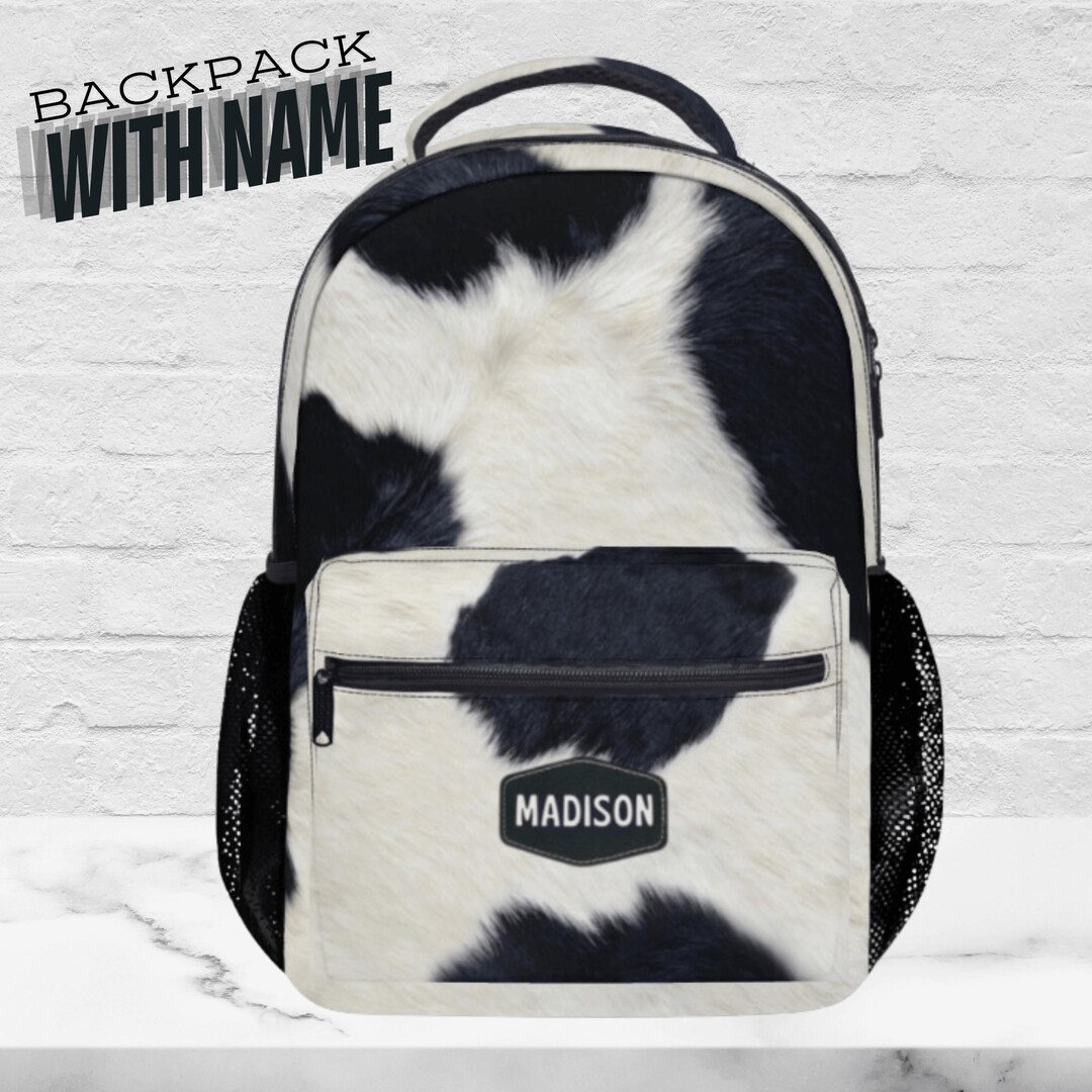 Cow Print Backpack With Name for Her Back to School Shoulder Bag ...