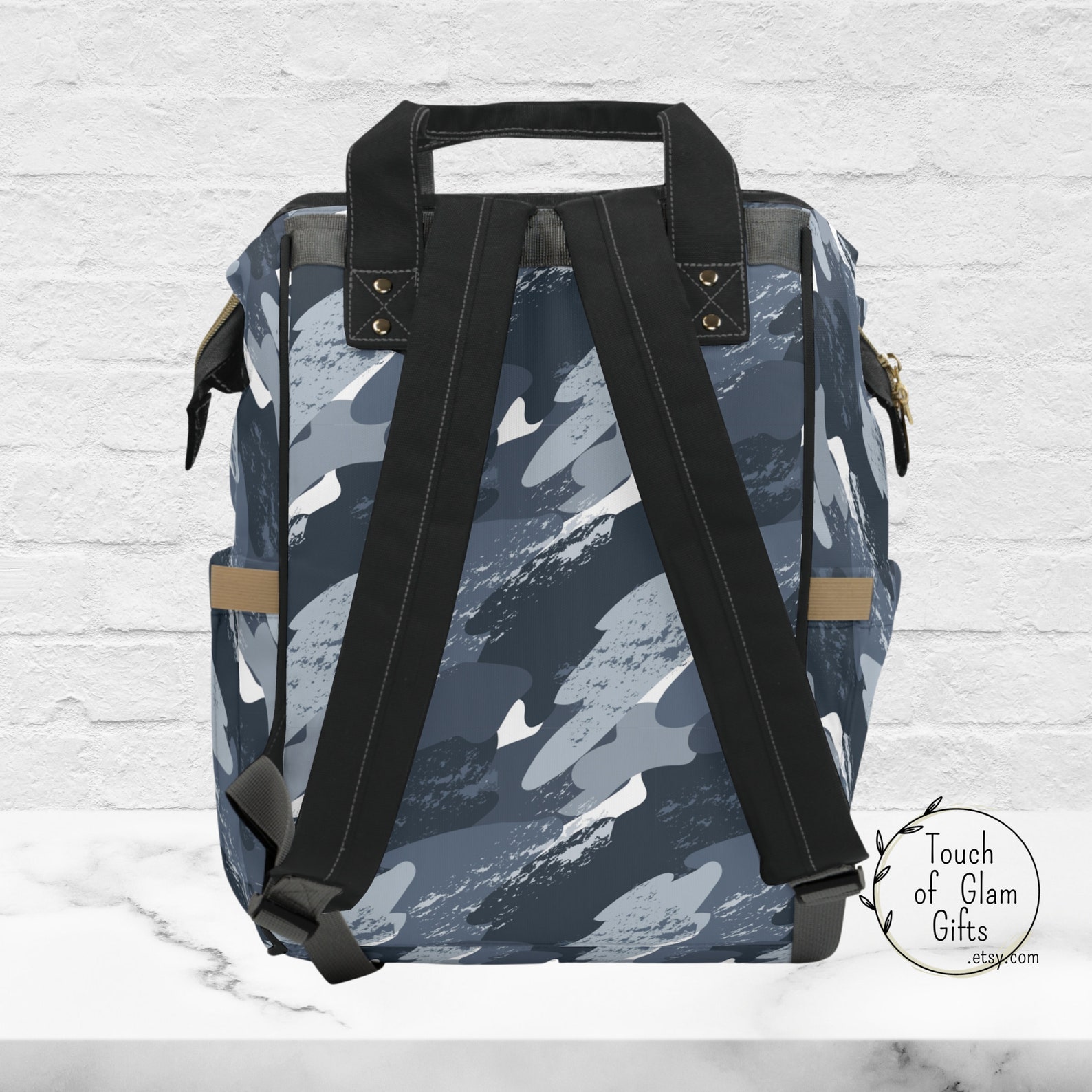 Diaper Bag for Dad, Blue Camo Backpack for Dads, Mens Baby Bag, Diaper ...