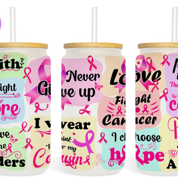 Breast Cancer Glass Can - Etsy